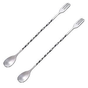 kiniza 2 Pcs 12 Inch Bar Spoon, Cocktail Mixing Stirrers for Drink with Long Handle Spiral Pattern, Stainless Steel Cocktail Spoon Mixing Spoons Ideal Bartender Tool Home and Bar