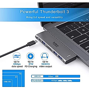 USB C Adapter for MacBook Pro/MacBook Air M1 M2 2021 2020 2019 2018 13" 15" 16", 6 in 1 USB-C Hub MacBook Pro Accessories with 3 USB 3.0 Ports,USB C to SD/TF Card Reader and 100W Thunderbolt 3 PD Port