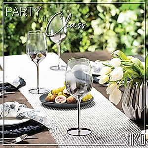 Vikko Décor Silver Ombre White Wine Glasses | Thin, Handblown Glass – Tall, Elegant Stem – Dishwasher Safe – 17.5 Ounce Cup – Great Gift Idea – Set of 12 Wine Glasses