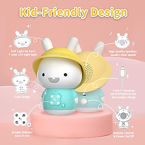 alilo Bunny Kids Music Player Storytelling Toys for Toddler Infant Baby Gift Pre-stored 16 Bedtime Stories/48 Nursery Rhymes/12 Soothing Music/White Noise, with Nightlight,Bluetooth,Record Function
