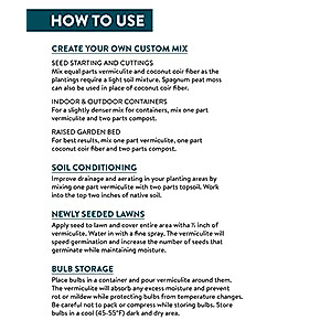 Burpee Organic Horticultural Add to Potting Soil | Ideal for Seed Starting, Water Retention and Plant Propagation | 100% Natural | 8 Quart, 1-Pack, Vermiculite (8qt)