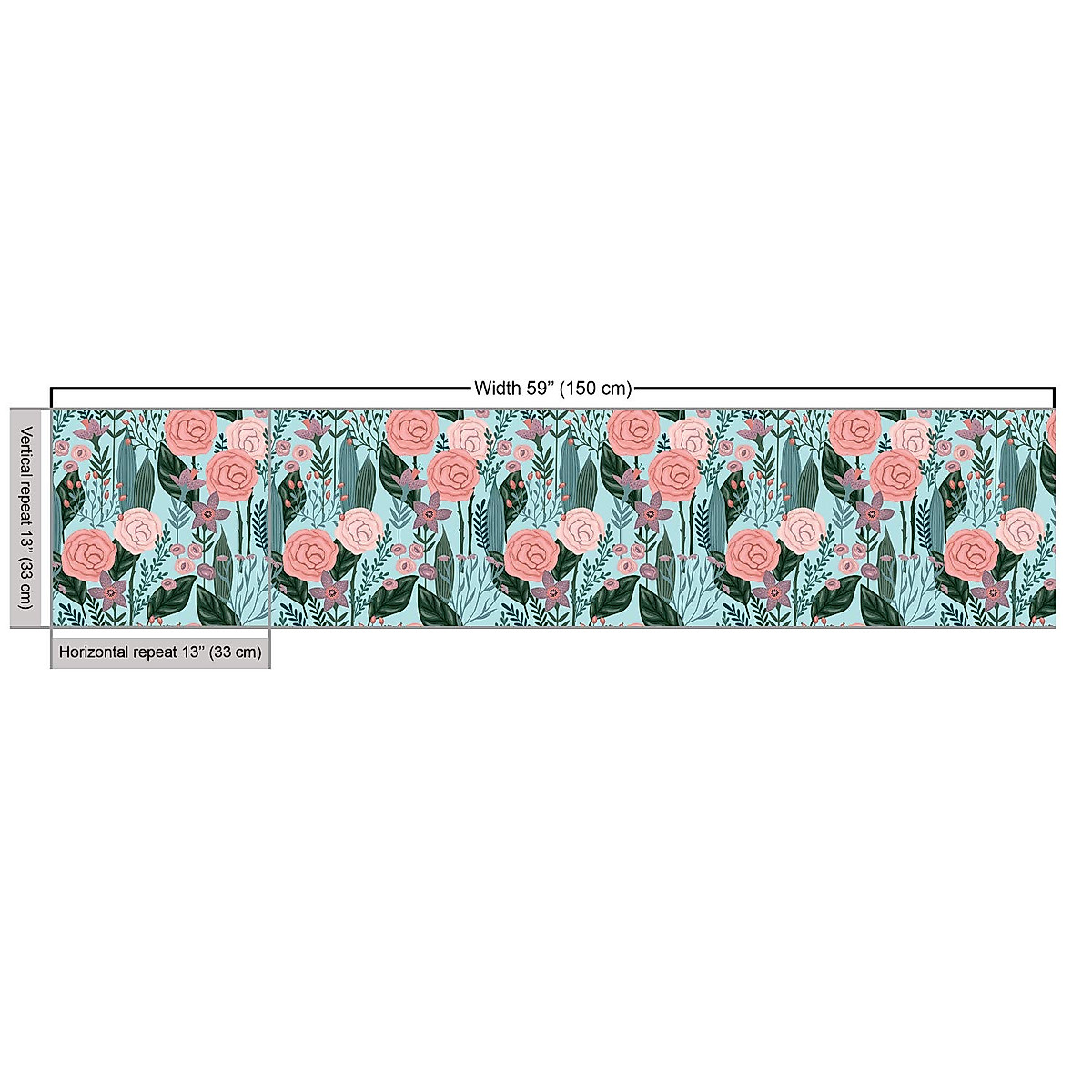 Ambesonne Botanical Fabric by The Yard, Arrangement of Flowers Blooming Garden Art, Decorative Fabric for Upholstery and Home Accents, 1 Yard, Teal Coral