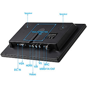 KALESMART 10.1 inch Small Computer Monitor HD 1024x600 with HDMI VGA BNC Port, Display Screen Monitor, Video HDMI Monitor - Build with Speakers