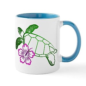 CafePress Sea Turtle W/Hibiscus Mug Ceramic Coffee Mug, Tea Cup 11 oz