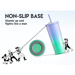 Meoky 24 oz Insulated Tumbler with Lid and Straw, Stainless Steel Vacuum Insulated Tumbler, Keeps Cold for 24 Hours, 100% Leak Proof, Fits in Car Cup Holder (Fairyland)