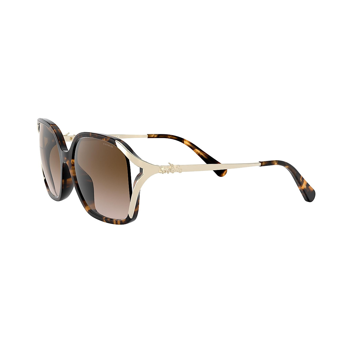 Coach HC8280U Universal Fit Sunglasses, Dark Tortoise/Brown Gradient, 57 mm