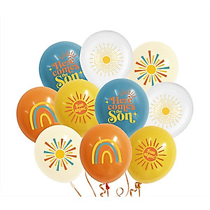 Here Comes The Son Baby Shower Decorations,35pcs Boho First Trip Around The Sun Balloon,Sunshine Party Retro Latex Balloons for You are My Sunshine Baby Shower Decoration Supplies