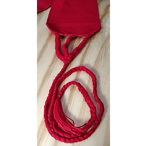 Waist Belt by Jacq & Jürgen - Red - Embroidery Design - Traditional Belt 31In and 22In Strings Flat