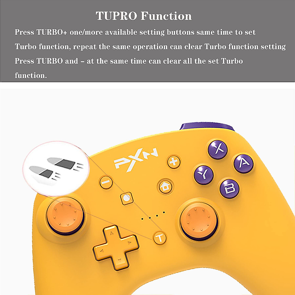PXN 9607X Wireless Switch Controller,switch Pro Controller Gamepad Joystick Support NFC/Amibo/Turbo Screenshot/Gyrox Axis and Dual Vibration,Switch controller for N-Switch/Lite/OLED (Yellow)