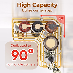 Hsiohe Gold Corner Shower Caddy, Adhesive Shower Organizer for Bathroom Storage, Rustproof Stainless Steel Gold Shower Shelves, No Drilling, Space-Saving Shower Rack Shelf for Inside Shower, 5 Pack