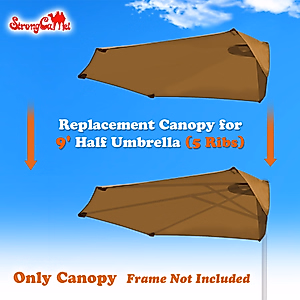 Strong Camel Replacement Canopy Cover Only for 9ft 5 Ribs Half Patio Umbrella (Canopy Cover Only) (Tan)