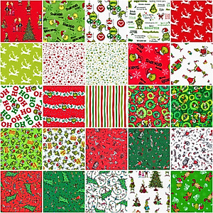 Dr. Seuss How The Grinch Stole Christmas Holiday 25 Fat Quarters Robert Kaufman FQ-2147-25, Assorted