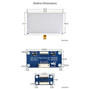New 7.5 inch E-Ink Display e-Paper HAT (B) Three-Color Resolution 800×480 SPI Interface for Raspberry Pi 4 3 2 Zero W WH Jetson Nano @XYGStudy