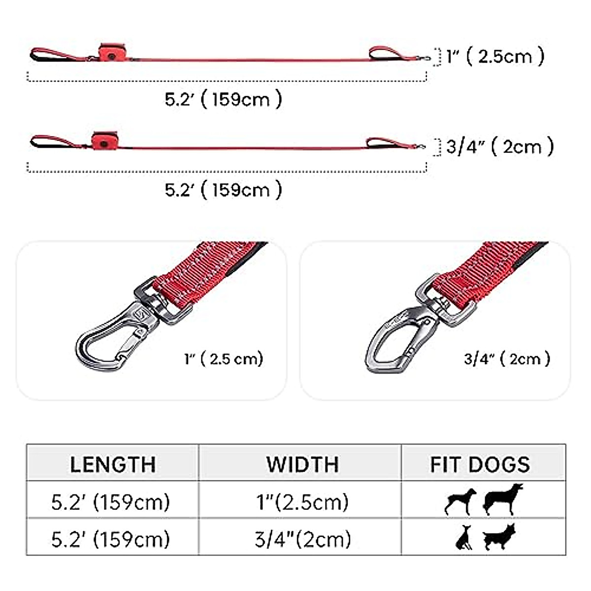 EXCELLENT ELITE SPANKER Strong Durable Nylon Dog Training Leash Traction Rope 5 Feet Long 3/4" Wide with Poop Bag Holder for Small Dogs(Pink)