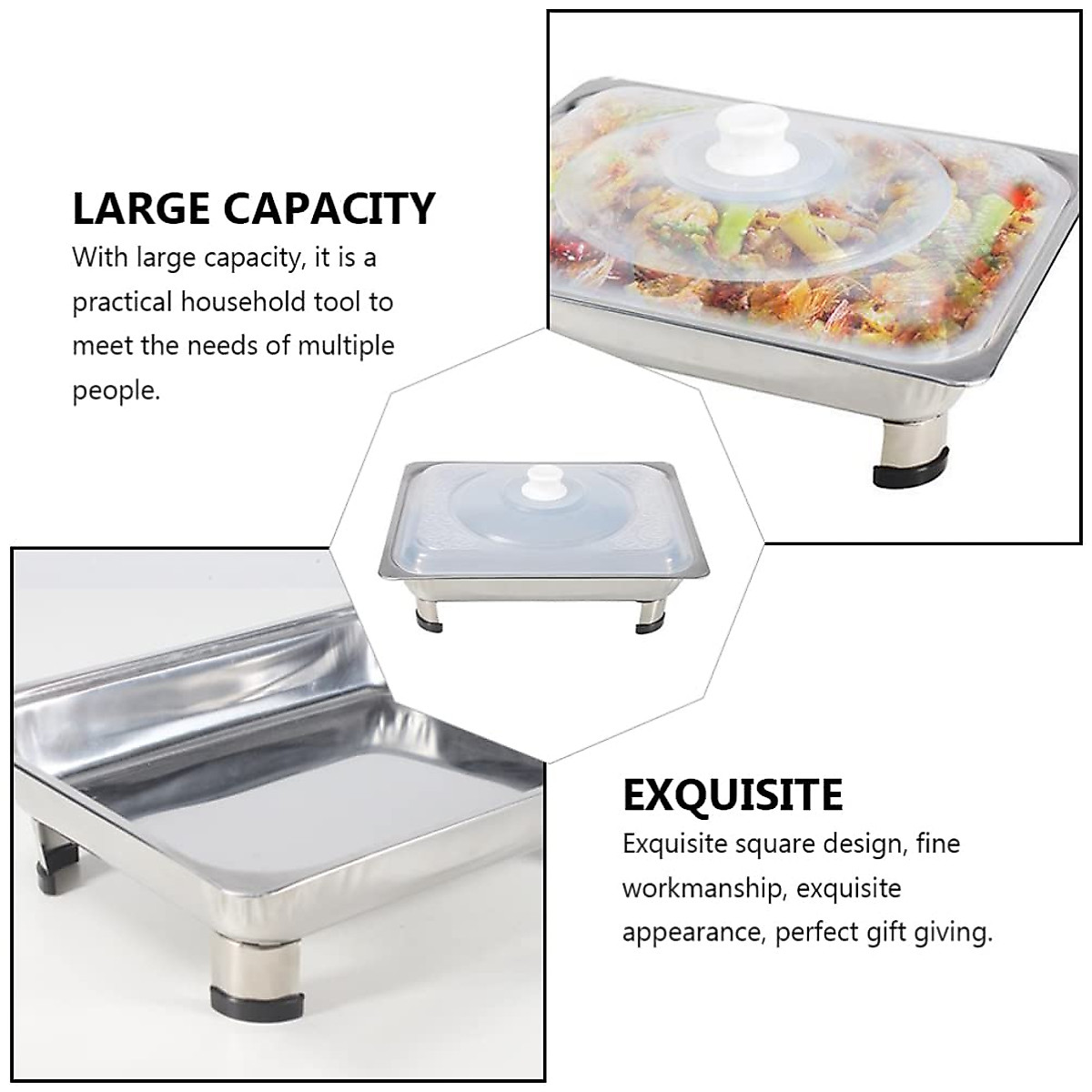 DOITOOL Chafing Dish Stainless Steel Buffet Chafer Set Rectangular Buffet Stove Chaffing Servers With Covers Food Warmers For Parties Buffets Catering 33cm