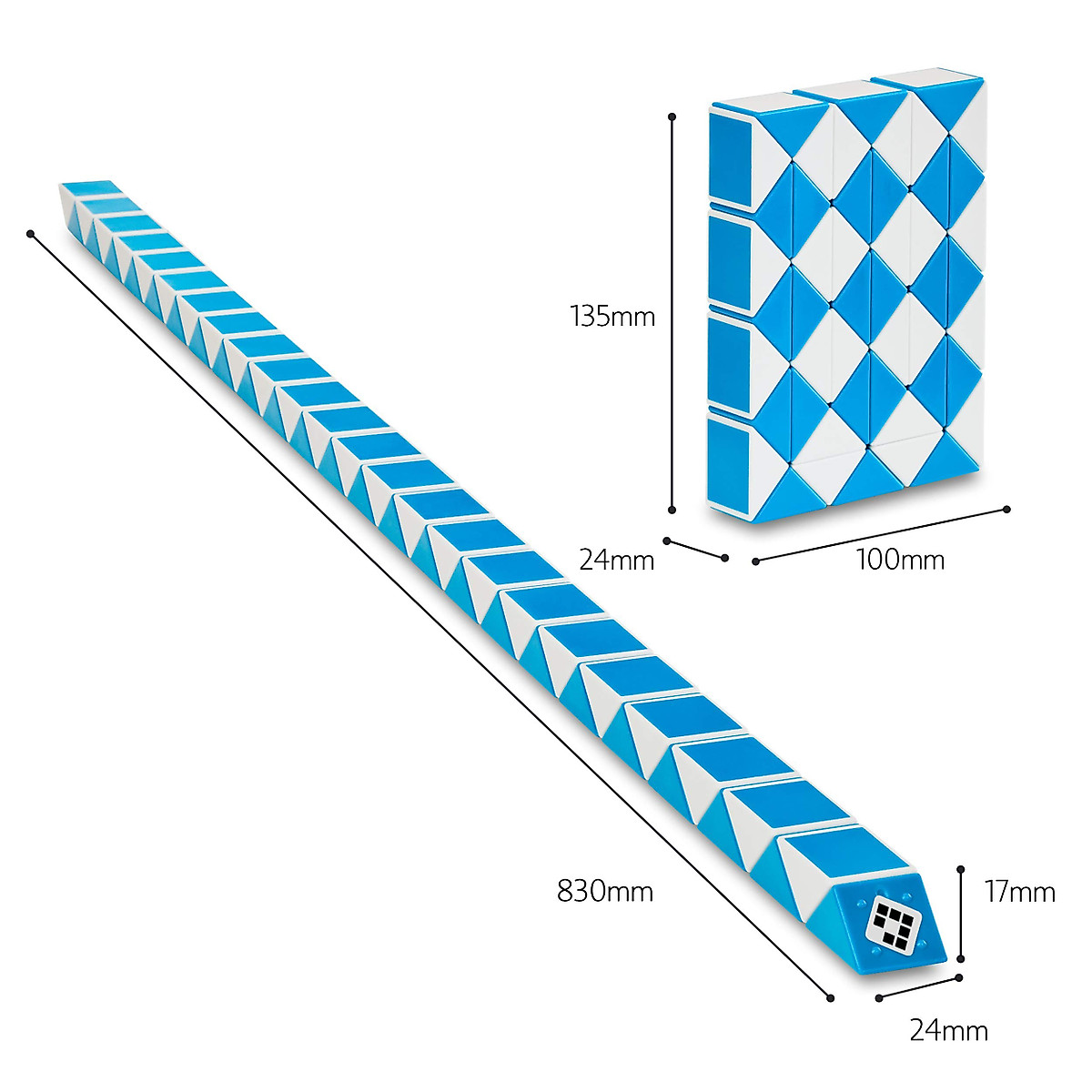 CUBIDI® Magic Snake Cube | Fidget Snake Toy for Kids | Travel Toys for Kids Ages 4-8 | Great Gift for Boys and Girls Birthday, Christmas, Stocking Stuffers - 48 Blocks | 0.9 inch x 0.7 inch | Blue