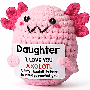 WEYON Daughter Gifts from Mom Dad, Mini Crochet Axolotl for Year Old Little Girl Kid from Mother Father, Best for Birthday, Christmas Stocking Stuffers, Easter & Valentines, Teen Girls Teenage Gifts
