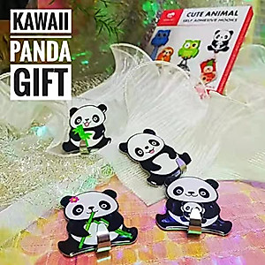 M MORCART Panda Wall Hangers Without Nails, Large Adhesive Hooks with Crystal-Like Glossy Surface, 4-Pack Heavy Duty Sticky Hooks for Hanging Keys Purse Towels Jewelry Calendar Backpack Mask