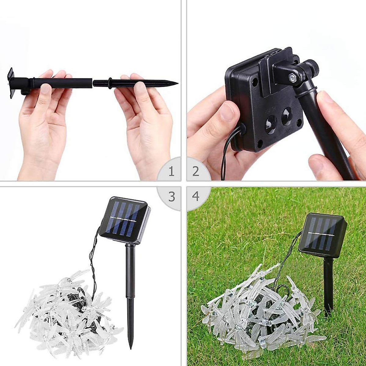 LOHOME 30 LED Solar String Light Outside Waterproof Solar Powered Lamps, Dragonfly Fairy Lights Garden Lamp for Outdoor, Home, Lawn, Wedding, Patio, Party and Holiday Decorations (Warm White)