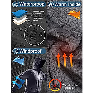 GEMYSE Men's Waterproof Ski Snow Jacket Insulated Winter Windproof Fleece Jacket with Hood (Black,Medium)