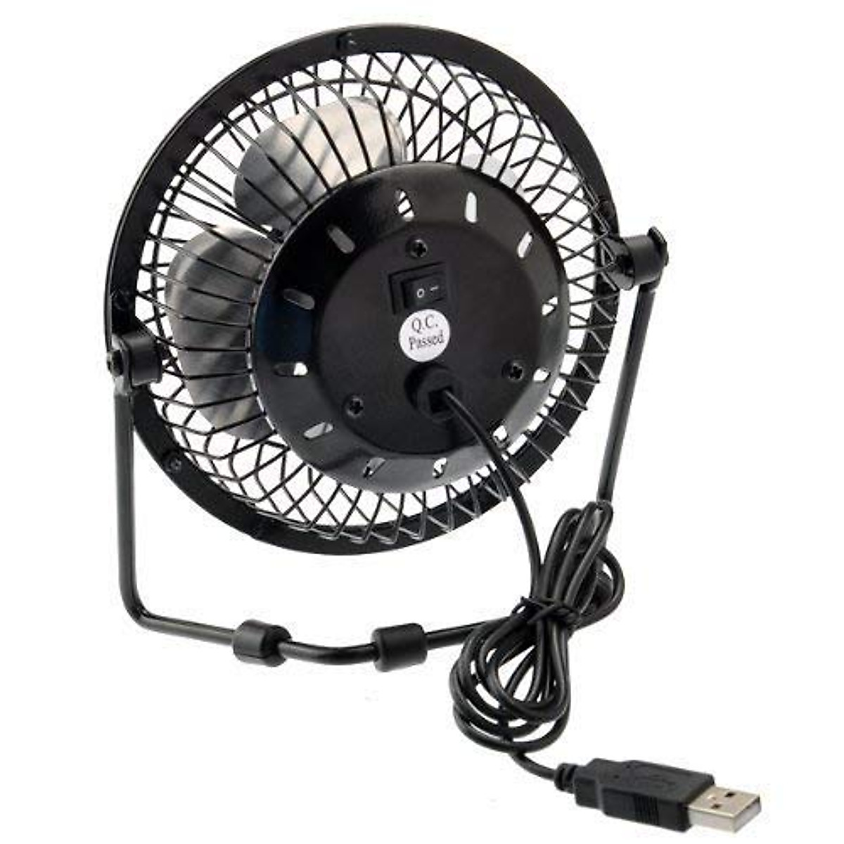 iMBAPrice (Pack of 2) 4" USB Mini Desktop Metal Fan with ON/Off Switch for PC/Laptop (Black)