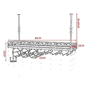 Stylish Simplicity Wine Glass Holder Simple Modern Creative Hanger Decoration Goblet Holder Glass Wine Glass Holder Adjustable Height Kitchen Floating Bottle Holder (Black 100 * 25Cm), PIBM, Black