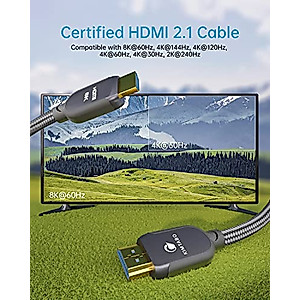 8K HDMI 2.1 Cable 6.6ft 48Gbps, Ultra High Speed HDMI Cable, 4K HD 120Hz 144Hz 2K 240Hz Gaming HDMI Cable 2.1 Certified, eARC HDCP 2.2&2.3 HDR 10+ Dolby Compatible with PS5/Xbox Series X/Apple TV 4K