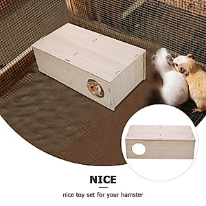 POPETPOP Guinea Pig Maze Hamster Houses and Hideouts Wood Small Animal Hideout 2 Chamber Hamster Hideout Hamster Hut Hideout Squirrel Pineapple Bed Toys Keep Warm Wooden Hamster Cage
