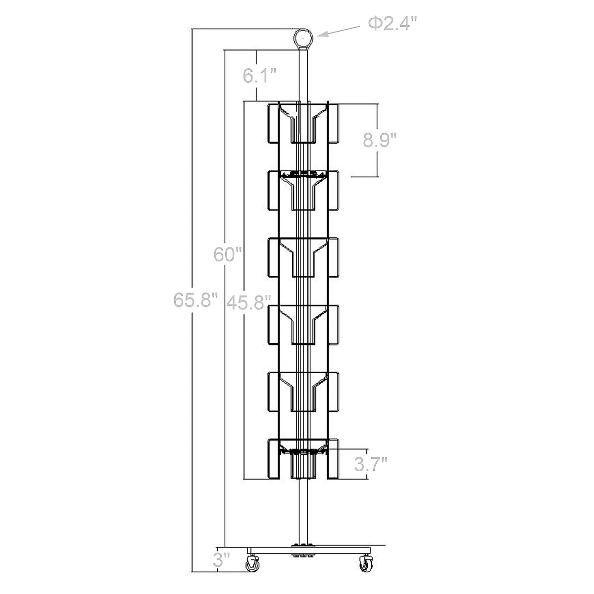 FixtureDisplays? 24-Pocket 5.5" Wide Pocket (Fits 5x7") Vertical Greeting Card Display Spinning Greeting Holiday Card Rack Floor Stand Pocket Size: 5.8"Wide X 8"High, 24 Pockets. 11703-Wht-NPF