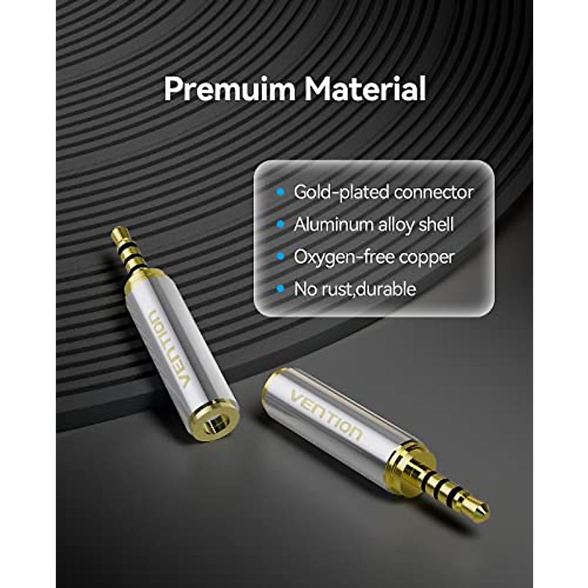 Vention 3.5mm Female to 2.5mm Male Audio Adapter Converter Premium Quality Headphone Earphone Headset 2.5mm to 3.5mm 3 Ring Jack Stereo or Mono 2 Pack