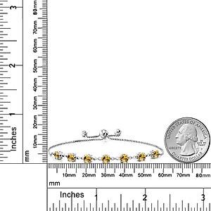 Gem Stone King 2.24 Cttw Yellow Citrine 7-Stone Tennis Bracelet For Women In 925 Sterling Silver | Gemstone Birthstone | Fits Up To 9 inches Wrist