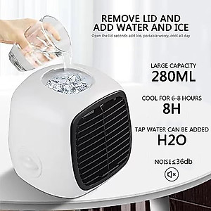 Portable Air Conditioner,Upgraded 4 in 1 Personal， Continuously Viable, USB Desk Evaporative Air Cooler for Home,Bedroom, Office,Camping and Dorm | Easy Installation and Rechargeable