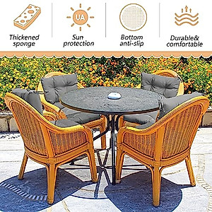 Marsui 4 Pcs Outdoor Indoor Seat/Back Chair Cushions Tufted Pillow with Ties All Weather Replacement Cushions Patio Furniture Cushions Outdoor Furniture, 42 x 21 Inches (Dark Gray)