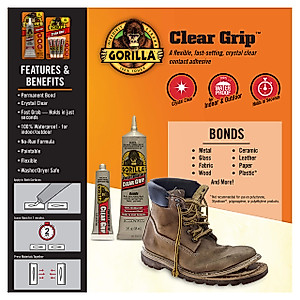Gorilla Clear Grip Waterproof Contact Adhesive, , 3 Ounce, Clear, (Pack of 2)