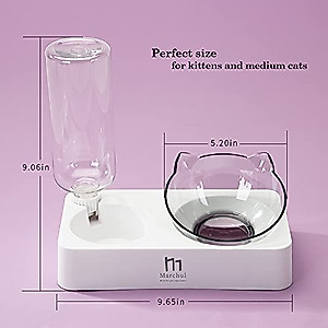 Marchul Tilted Cat Food Bowl Set, Raised Cat Bowls for Food and Water, Food Feeding Dishes for Cats and Puppies