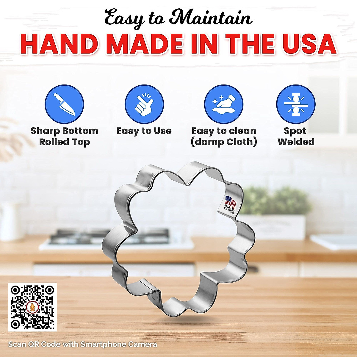 Foose Brand Hibiscus Cookie Cutter 3.75 in, Tin Plate Steel, USA Made