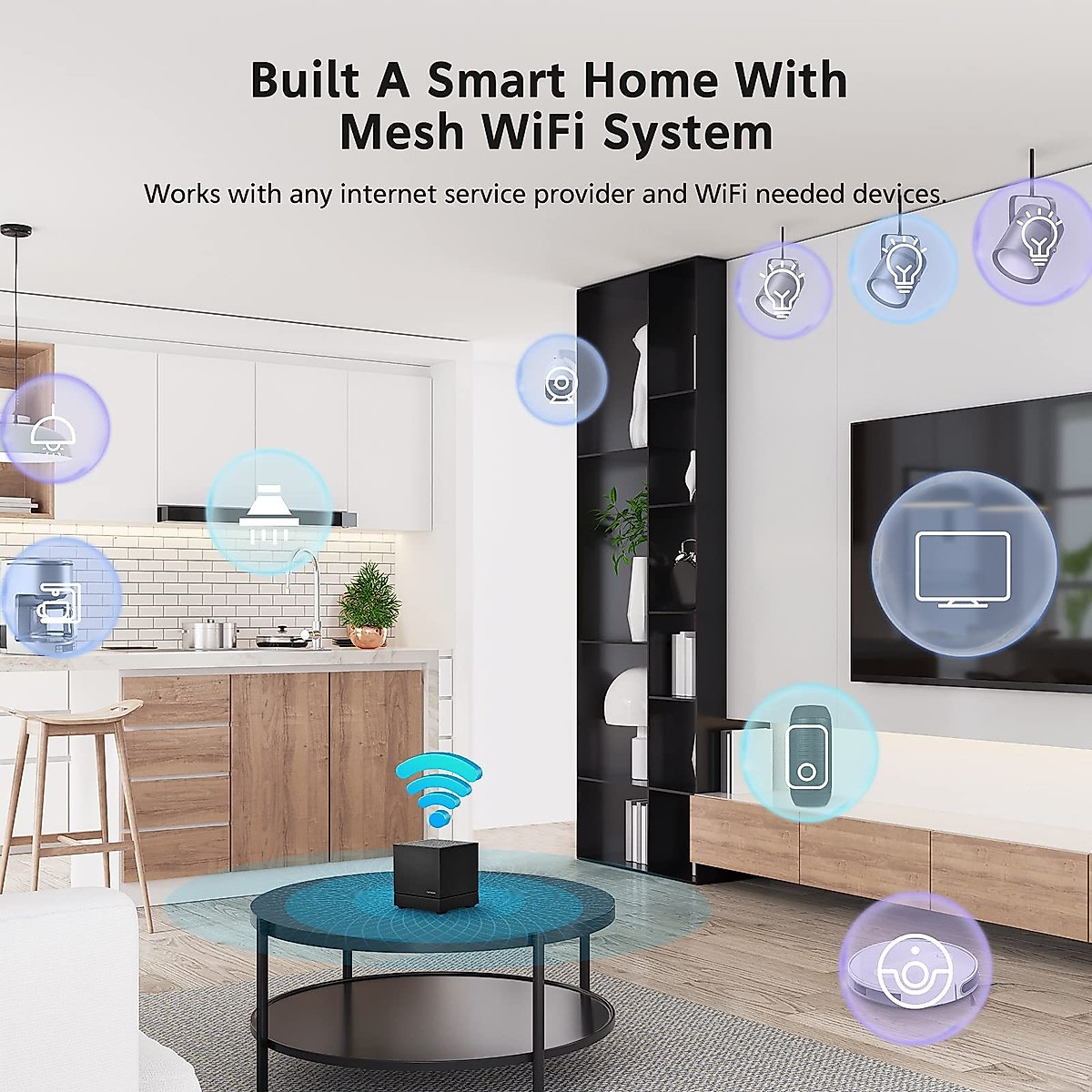 Whole Home WiFi System- Dual Band Mesh WiFi System, AC1200 High Speed Seamless Roaming WiFi Network, Replaces WiFi Router & Extender, Wide Coverage up to 6000 sq.ft, Ideal for 6+ Bedrooms Home(3 Pack)