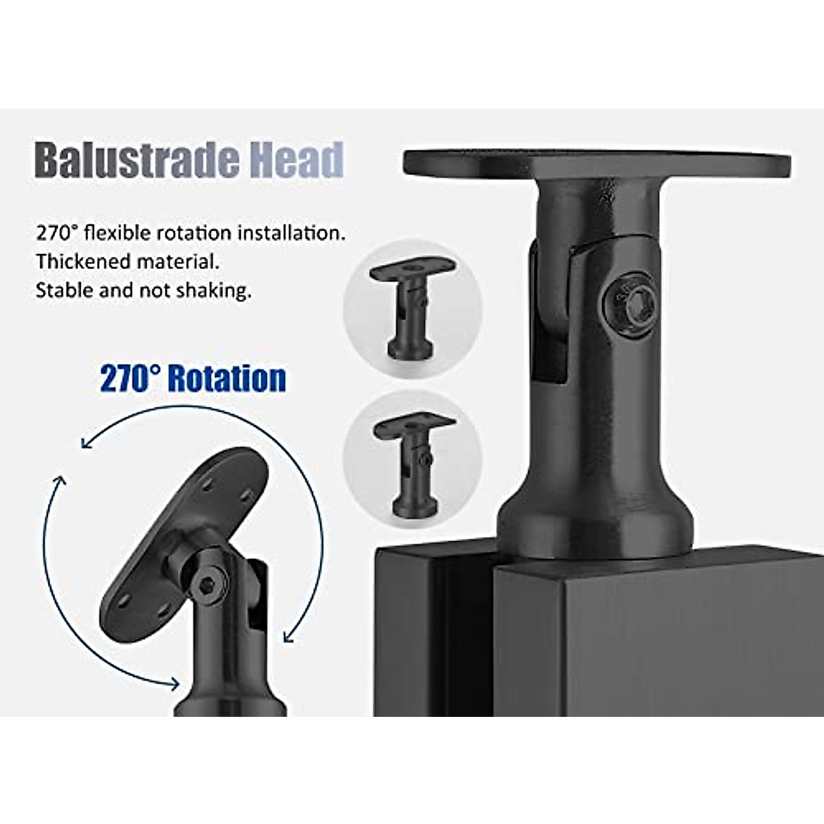 Glass Railing Post Black Metal Glass Railing Post for Indoor Outdoor, Heavy Duty Floor Standing Square Balustrade System with Base Cover, Deck Balcony Loft Guardrails