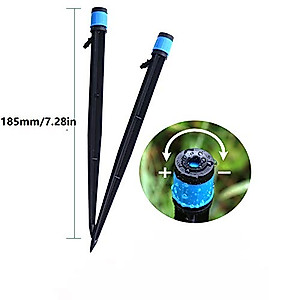 Lxcom Lighting 100 Pack Irrigation Drippers Micro Spray Adjustable Drip Emitters 360 Degree Full Circle Pattern Water Flow Irrigation Drippers System Parts Drip Irrigation for 4mm/7mm Tube