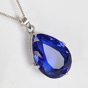 GEMHUB 80.00 Ct. Stunning Blue Topaz Oval Cut Gemstone Pendant Without Chain, Handmade Sterling Silver