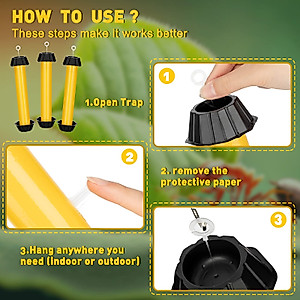 Qualirey Fly Traps for Indoor Outdoor Hanging Fly Stick Sticky Mosquito Trap Fruit Fly Stick Trap Home Insect Fly Sticky Trap, 10 x 2.5 Inches (Yellow,12 Pcs)