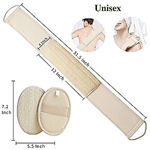 Natural Loofah Exfoliating Back Scrubber for Shower Set (Large), Loofah Sponge Pads & Body Sponge Scrubber, Deep Clean & Invigorate Your Skin, for Men and Women