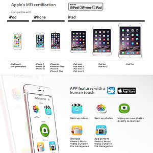 Iconnect Mini [Apple Mfi] 128 GB Mobile Flash Drive w/ Lightning Connector for iPhones iPads Mac & PC USB 3.0 (Rose Gold)