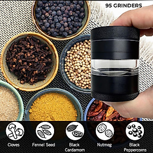95Grinders 5-Piece 2.2" Premium Spice Mixer | Heavy-Duty Aluminum, Kief Catcher, Smooth Grind, No-Stick Design, Kitchen Essential
