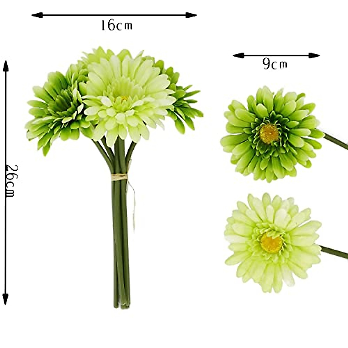 TOPIA Artificial African Daisies Flowers African Daisy Silk Flowers Artificial Gerbera Daisies Pack of 10 (Green)