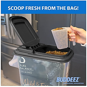 Buddeez Pet Food Storage Containers - Capacity Dog Food Storage Container, Cat Food Container, Bird Seed Storage Container, with Durable EZ Grip Handle, EZ Flip Lid & Scoop (2 Pack) 16 QT/16 LB