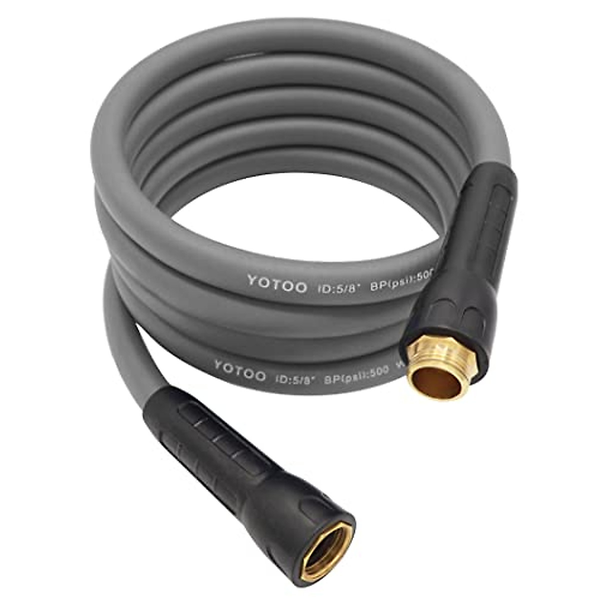 YOTOO Heavy Duty Hybrid Garden Lead in Water Hose 5/8-Inch by 10-Feet 150 PSI, Kink Resistant, All-Weather Flexible with Swivel Grip Handle and 3/4" GHT Solid Brass Fittings, Gray