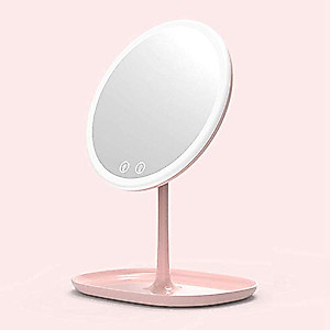 KXA Foldable Makeup Mirror, Vanity Mirror Dimmable LED Lights with Wide-Angle Touch Screen and Countertop Adjustable 90-170 Degree Bracket