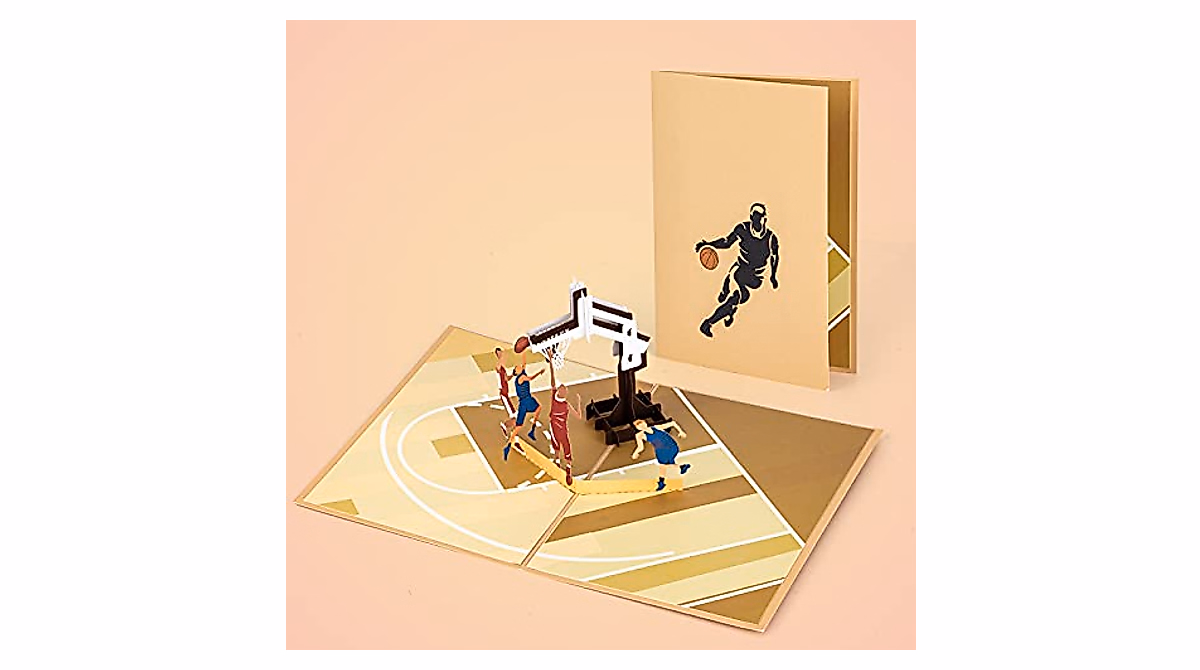 3D Basketball Pop Up Card - Sports Greeting for Him, Dad, Boys