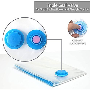 amhomel Vacuum Storage Bag (3 Jumbo, 3 Large, 3 Medium, 3 Small) Ziplock Space Saver Sealer Bags, Air Tight Compression Organizers for Pillows Clothes Blankets Comforters with Hand Pump - 12 Combo